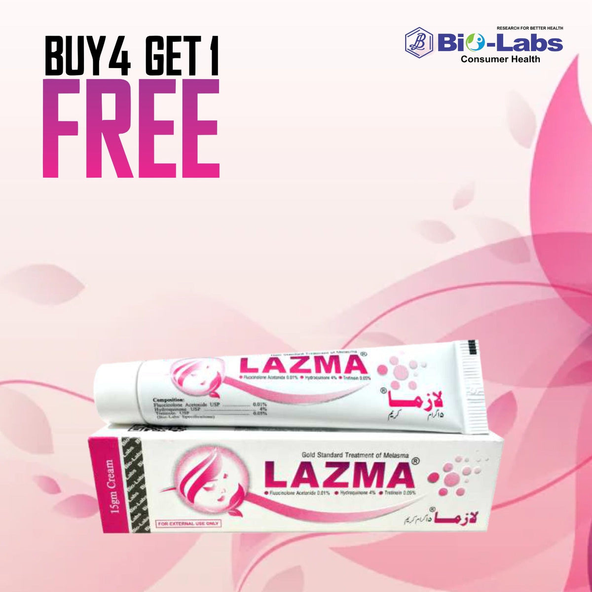 Buy 4 Lazma 15g and Get a 15g Free! – Bio-Labs Consumer Health